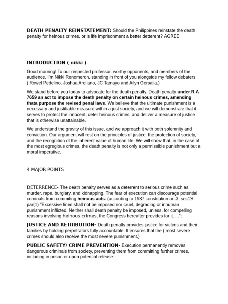 Death Penalty Reinstatement | PDF | Capital Punishment | Crimes