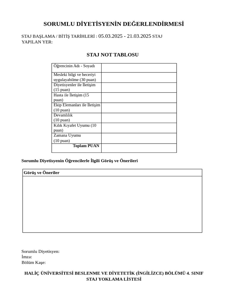 Dietitian Evaluation Form - Rotation 4 | PDF