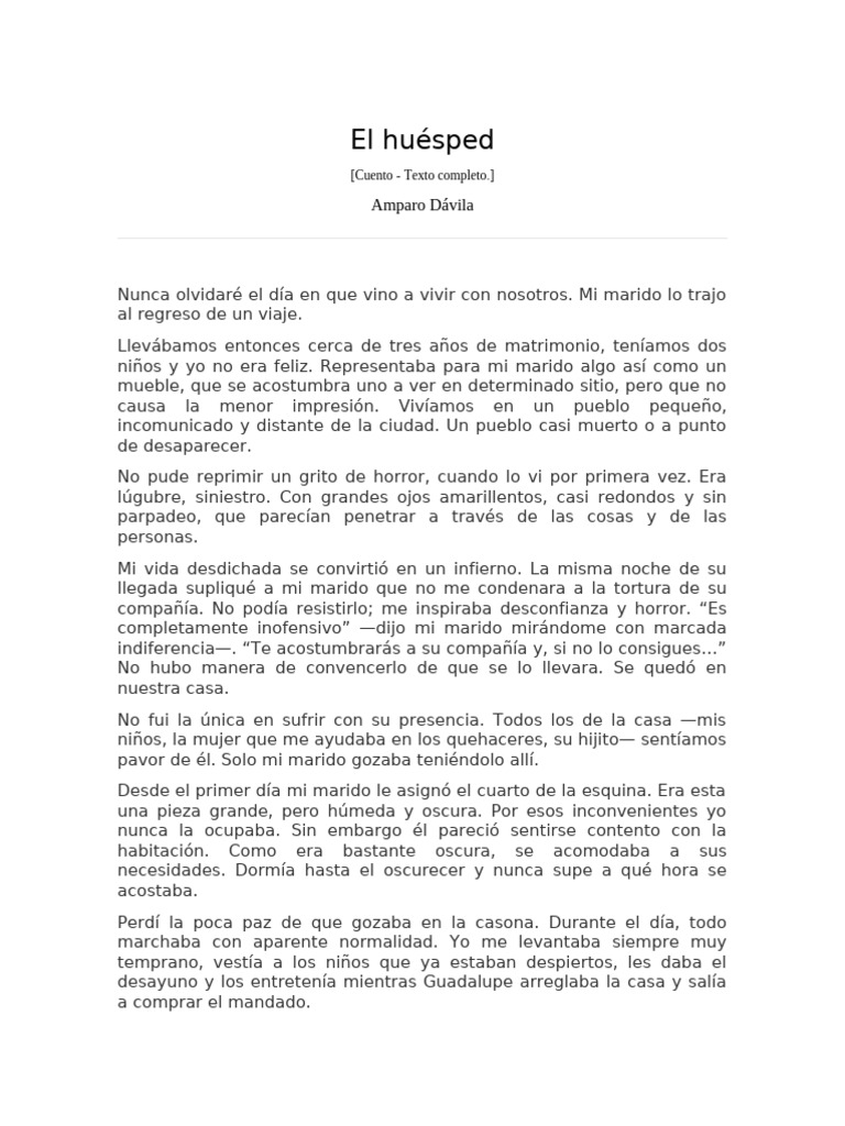El Huesped - Amparo Davila | PDF | Arte | Poesía