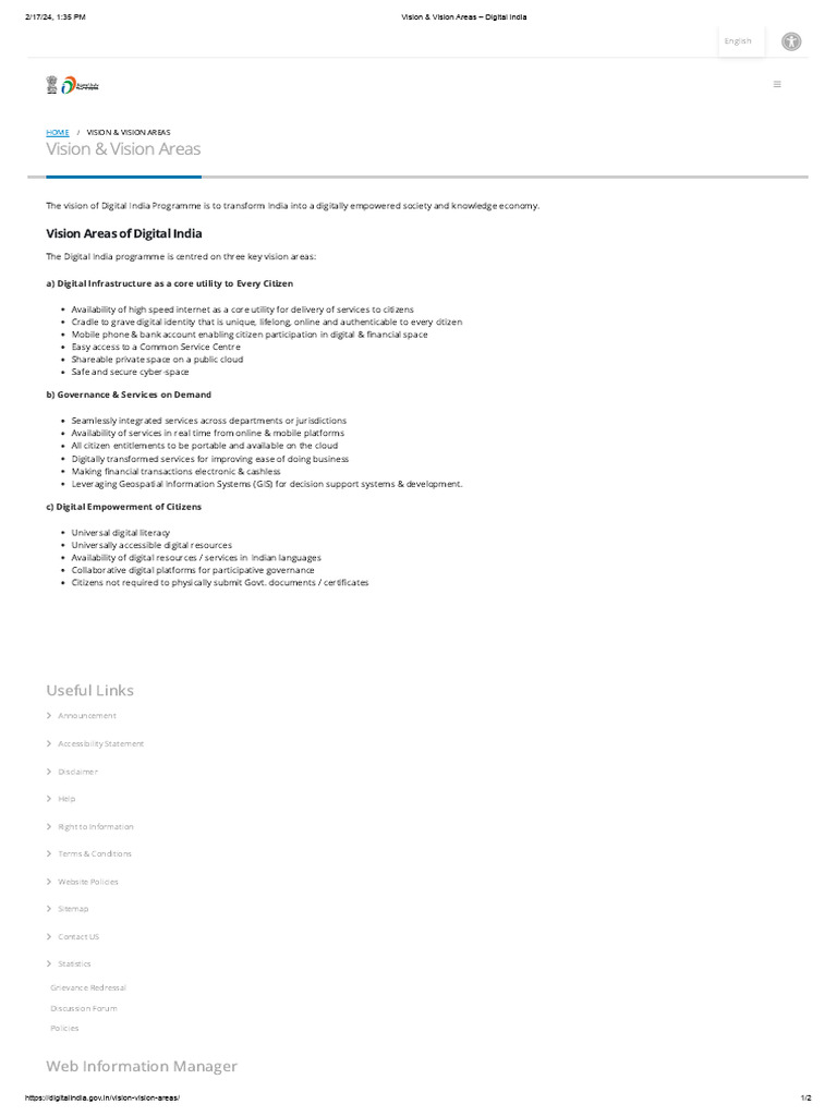 Vision Areas of Digital India Program | PDF | Communication ...