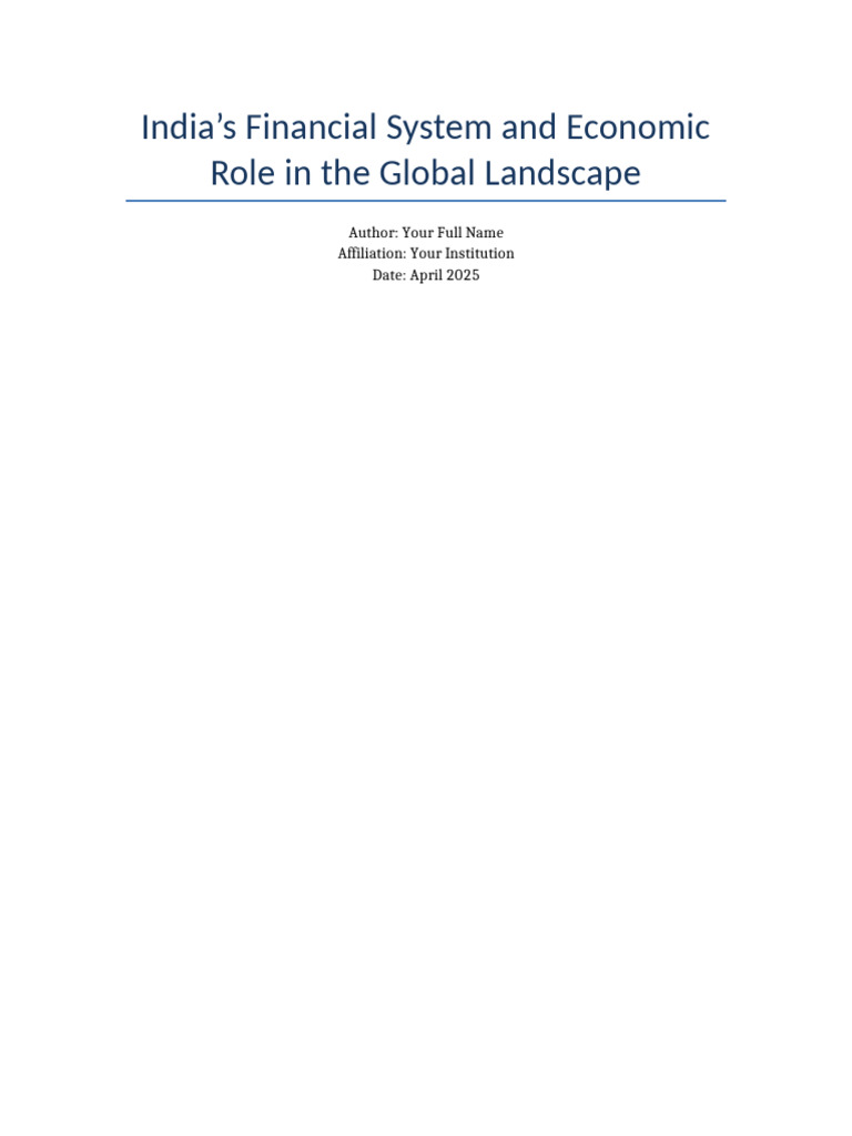 India Financial System Economy World | PDF | System | International ...