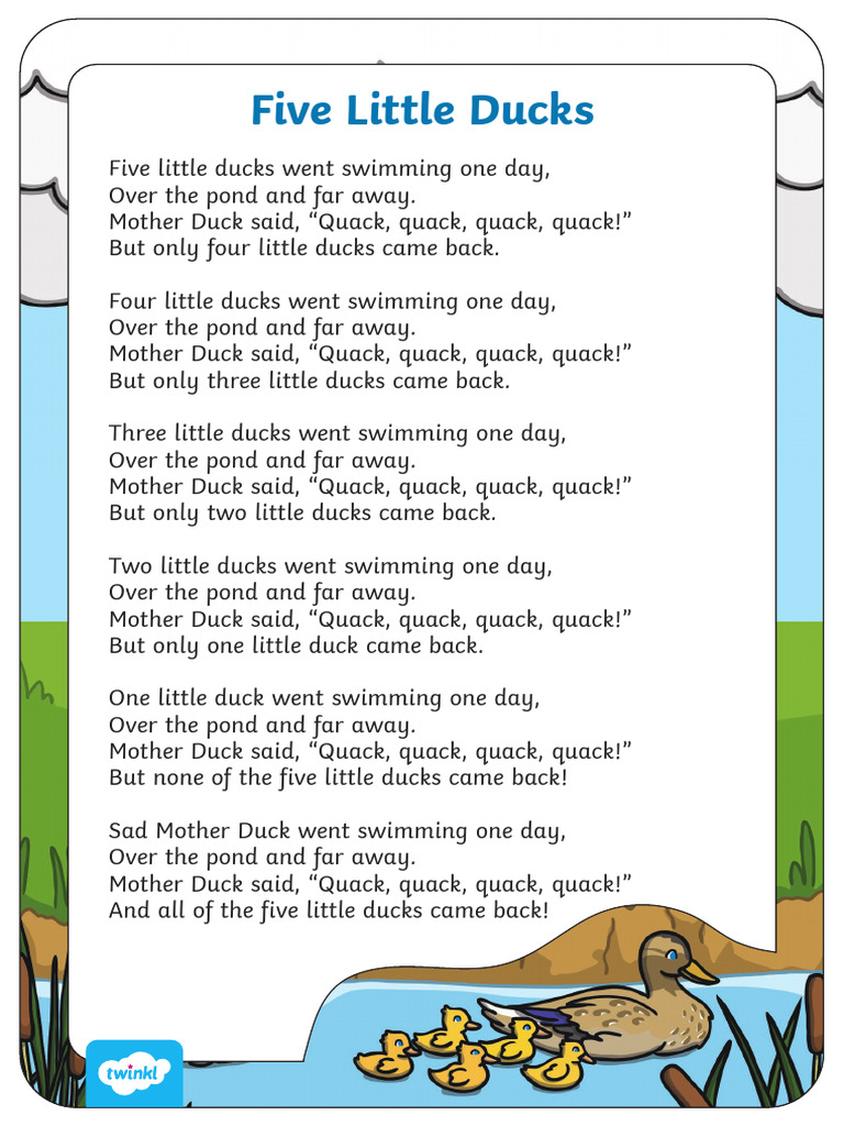 Five Little Ducks Nursery Rhyme | PDF