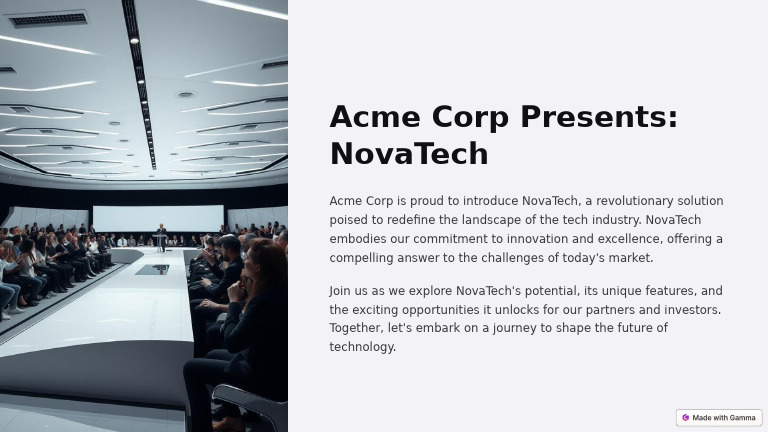 Acme Corp Presents NovaTech | PDF