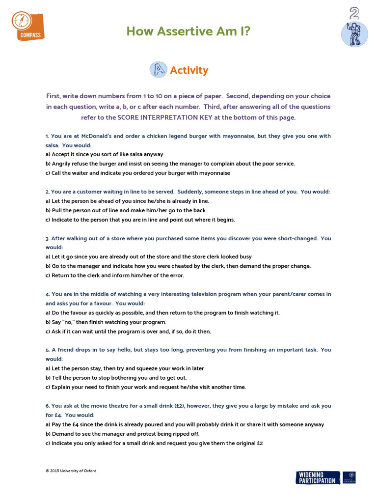 Assertiveness-Quiz-Tips-Individual-Activity | PDF | Psychological ...