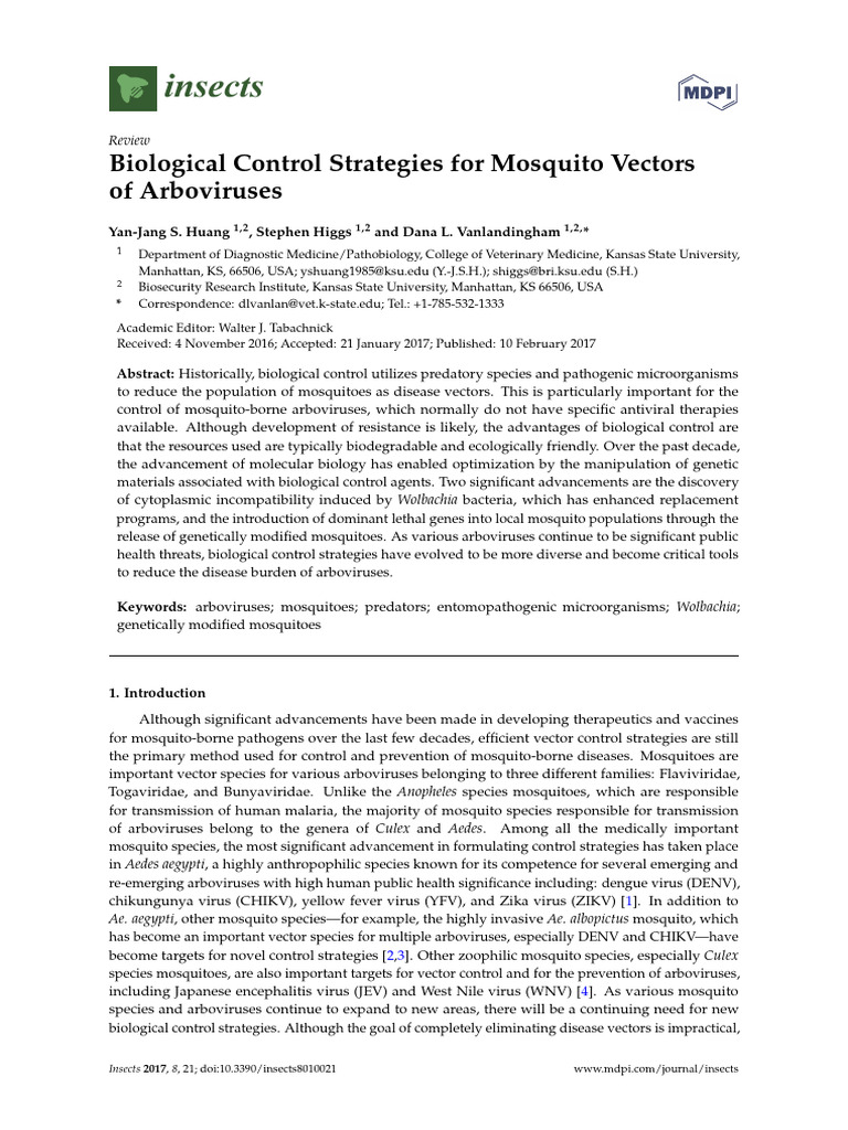 Biological Control Strategies For Mosquito Vectors-PRINTED | PDF ...