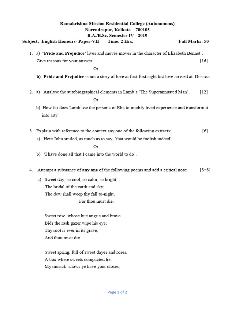 IV Sem ENGA paper VII | PDF