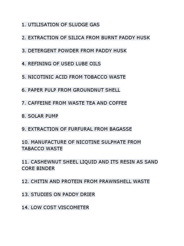 Chemical Engineering Project List | PDF | Petroleum | Water