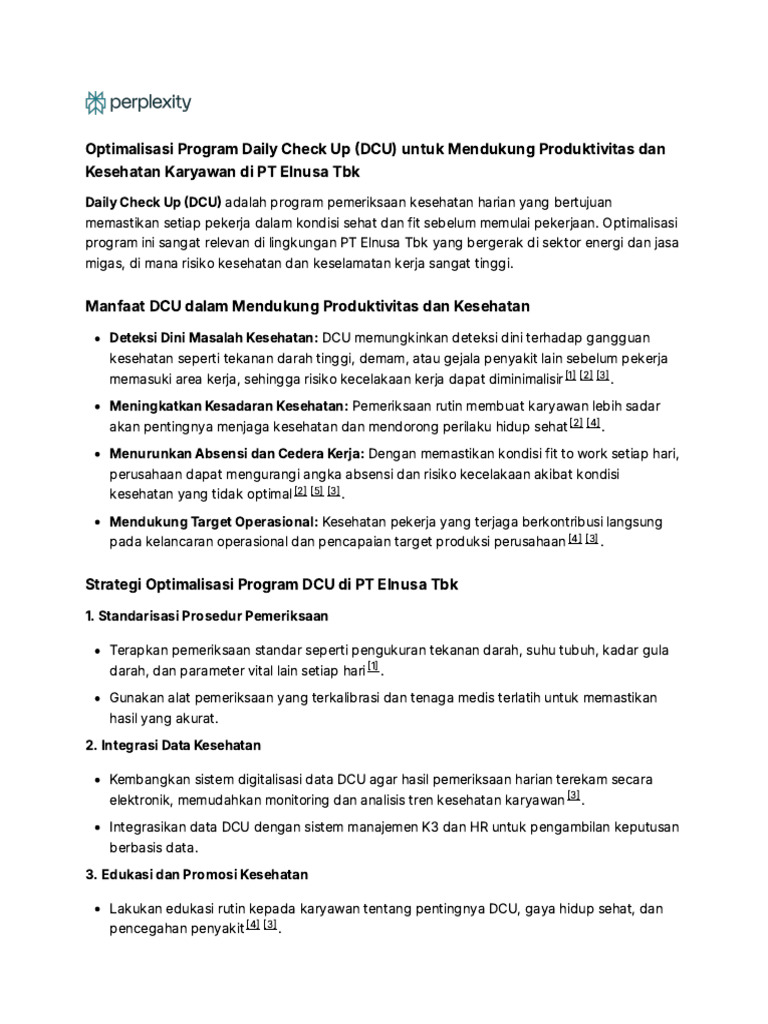 Optimalisasi Program Daily Check Up (DCU) Untuk Me | PDF