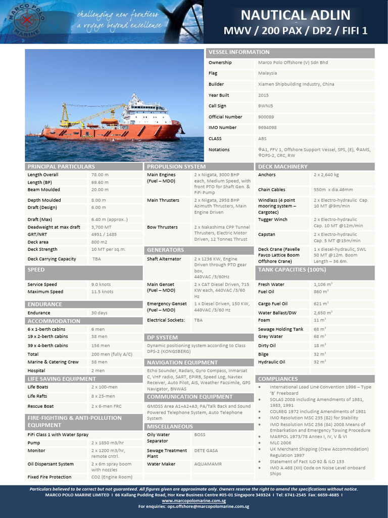 021 Nautical Adlin - Specification Brochure | PDF | Water Transport | Ships