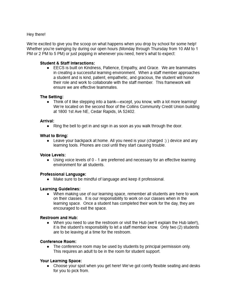 In Person Learning Expectations | PDF | Learning