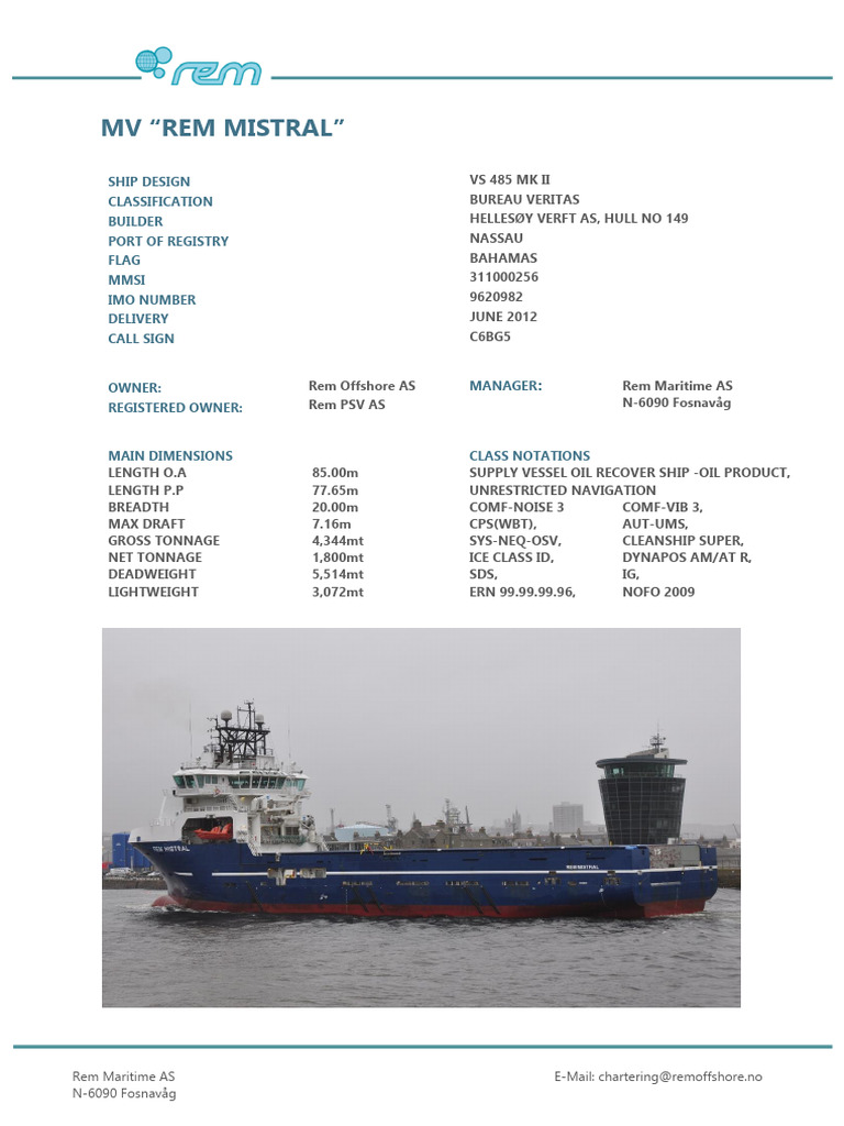 Rem Mistral: Ship Design Classification Builder Port of Registry Flag ...