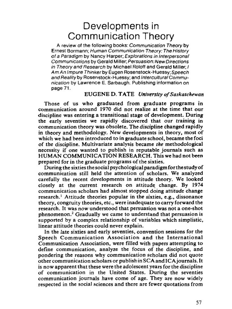 Evolution of Communication Theory | PDF | Communication | Interpersonal ...
