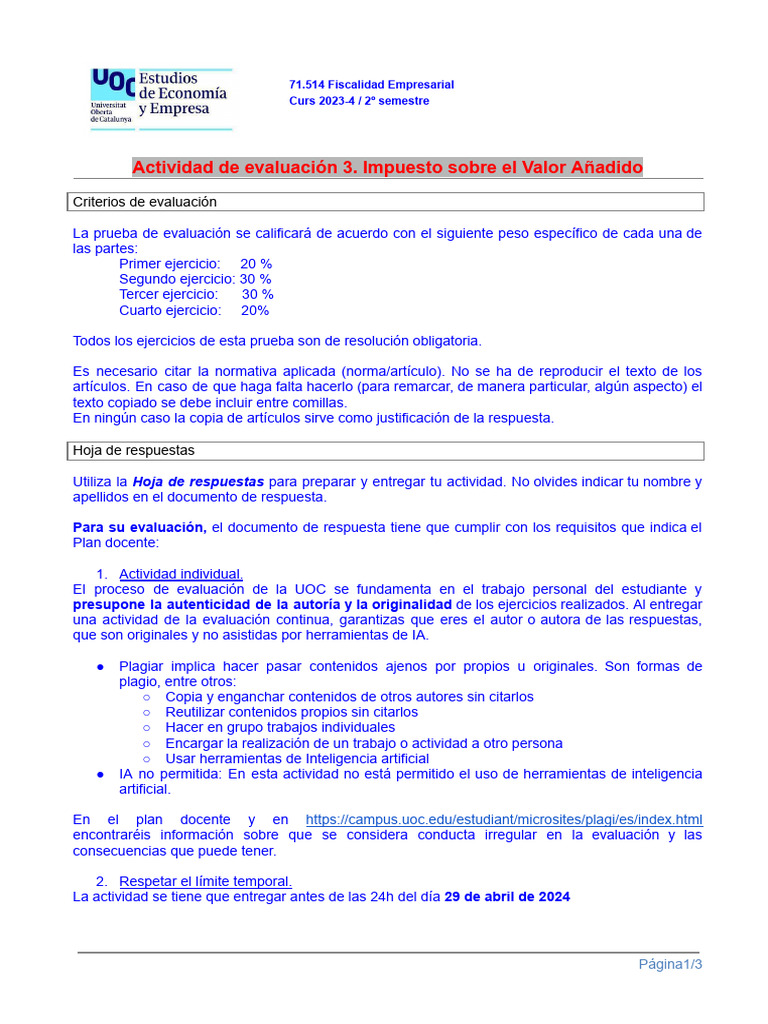 Fiscalidad Empresarial EC3 | PDF | Inteligencia artificial | Inteligencia (IA) y semántica