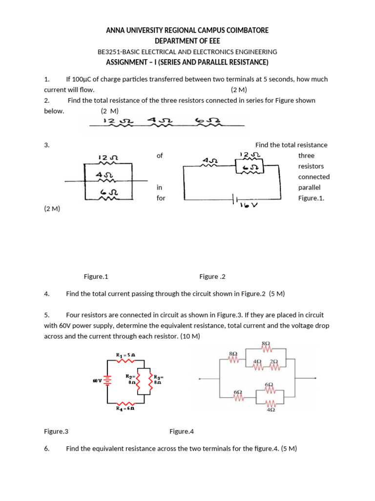 Assignment 1 - Series and Parallel Resistance | PDF