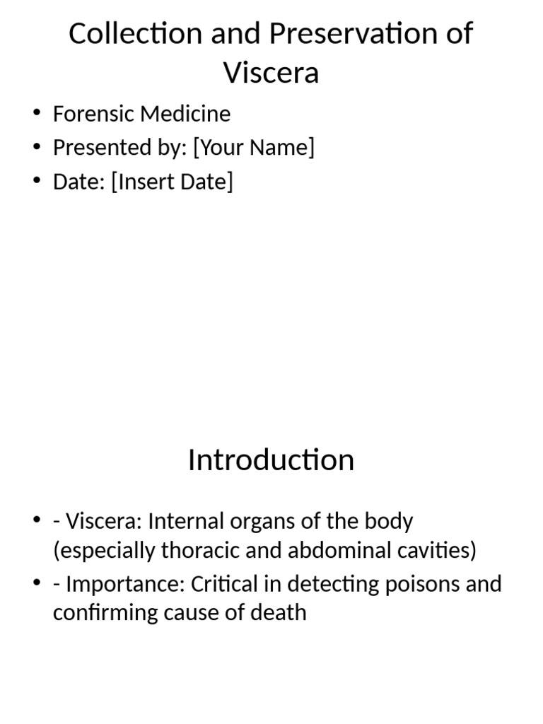 Collection and Preservation of Viscera | PDF