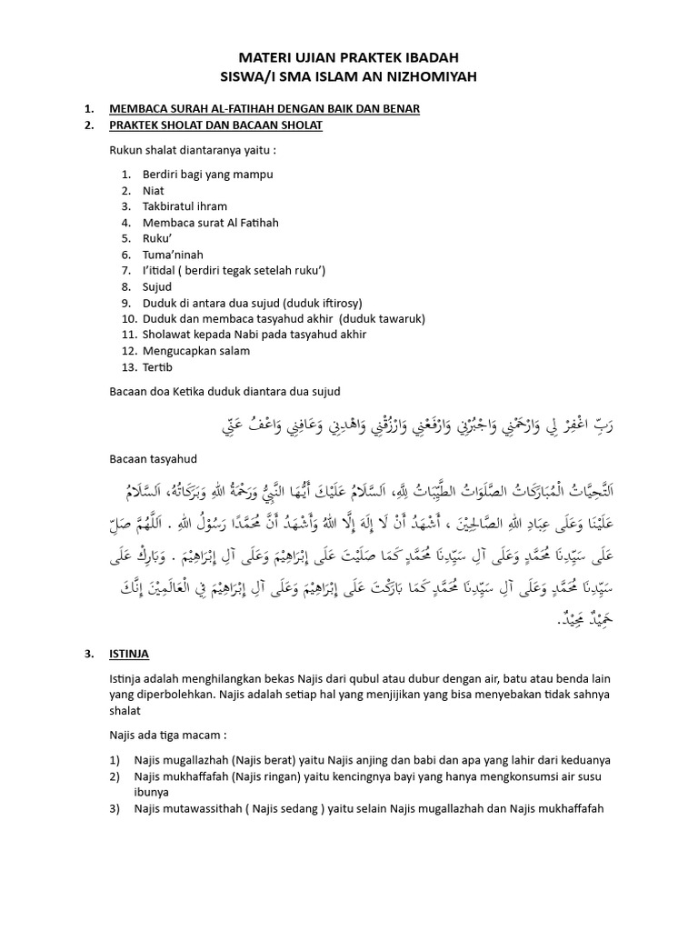 Materi Ujian Praktek Ibadah | PDF
