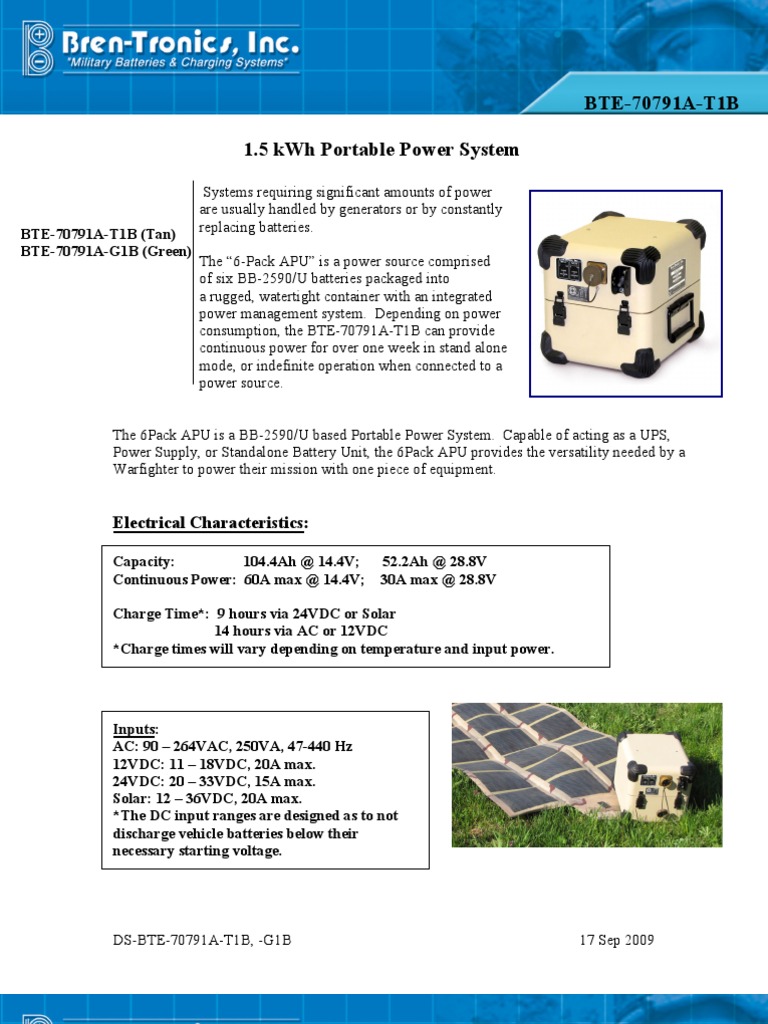 Bren-Tronics BTE-70791A-T1B Rev. D (With E | PDF | Battery (Electricity ...