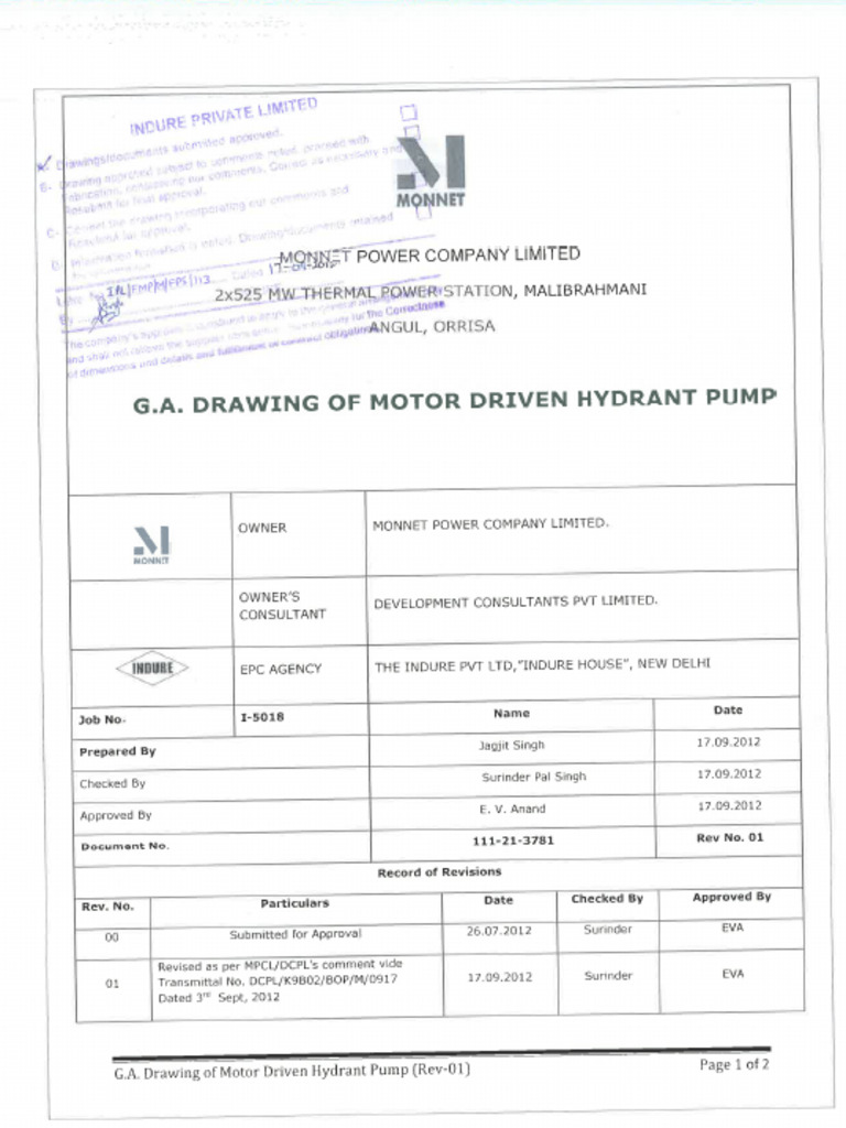 Motor Driven Hydrant Pump Rev 1 | PDF