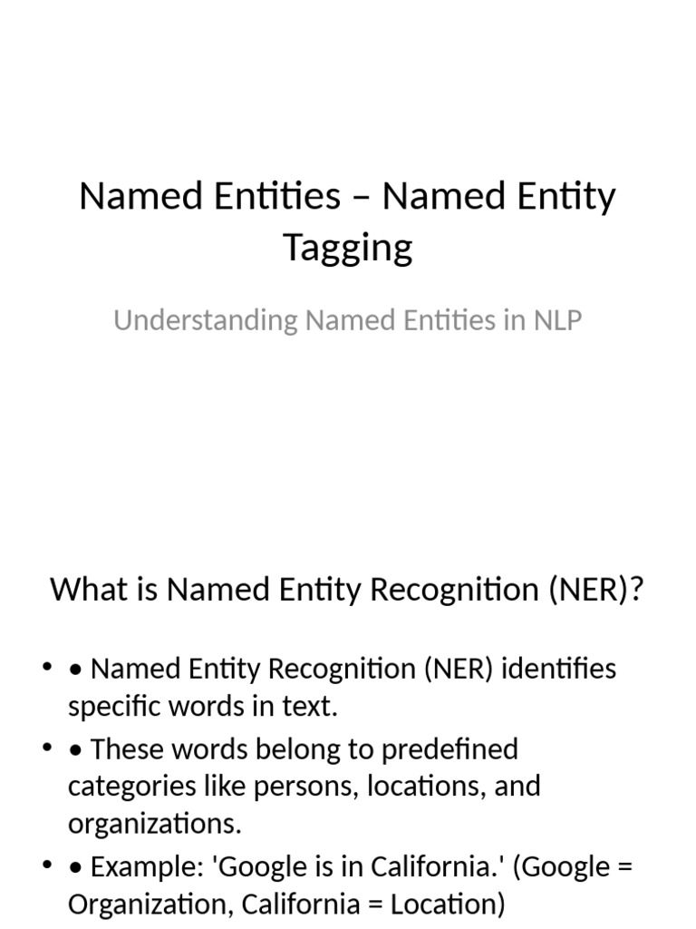 Named Entity Tagging | PDF