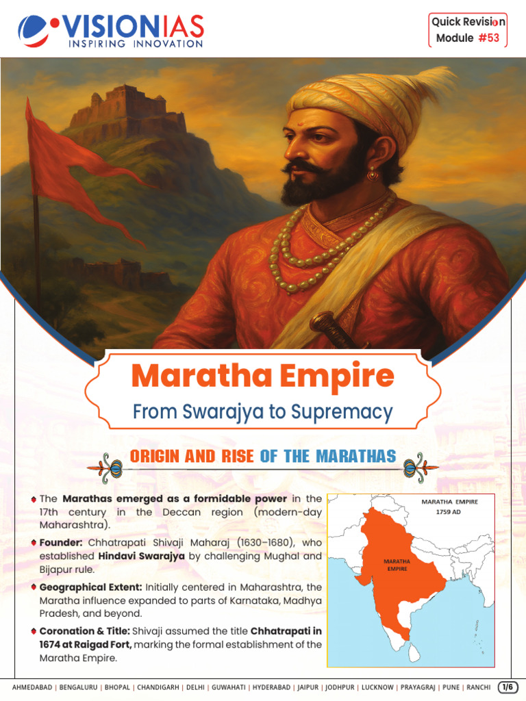 VisionIAS Quick Revision Material April 2025 Maratha Empire | PDF
