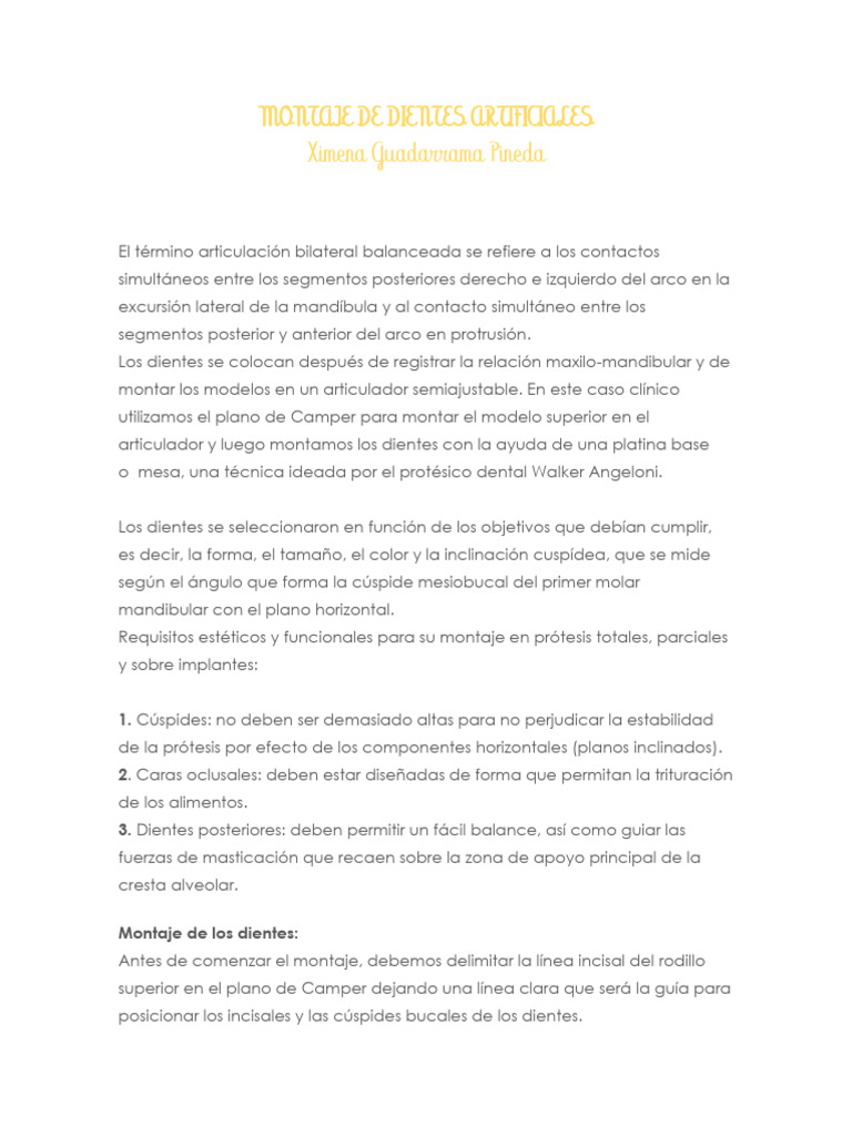 Montaje de Dientes Artificiales en Prótesis | PDF | Ramas de ...
