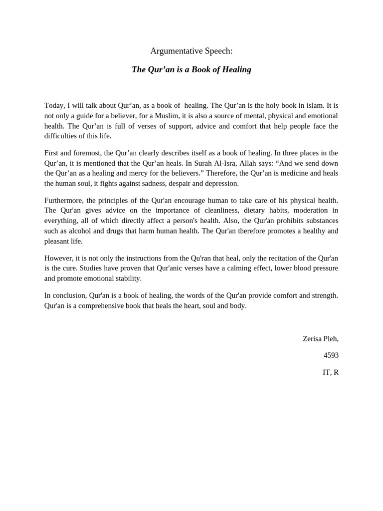 Argumentative Speech | PDF