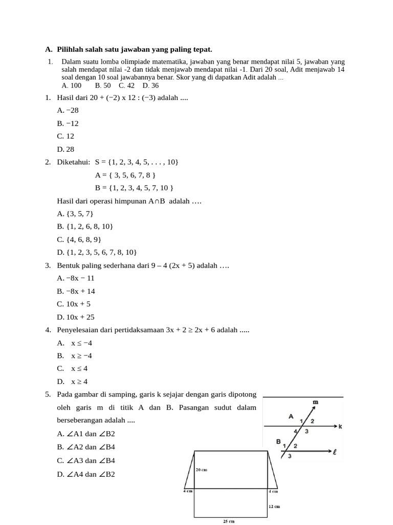 Soal Am Matematika Kelas 9 2023-2024 | PDF