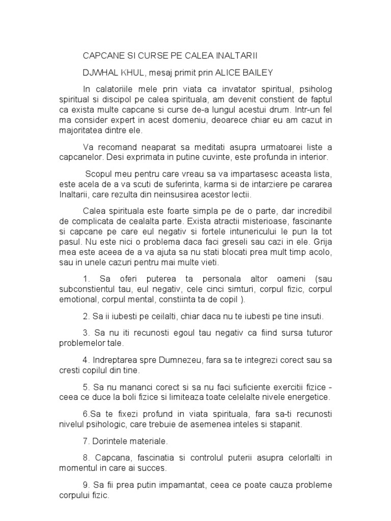 Capcane Si Curse Pe Calea Inaltarii | PDF