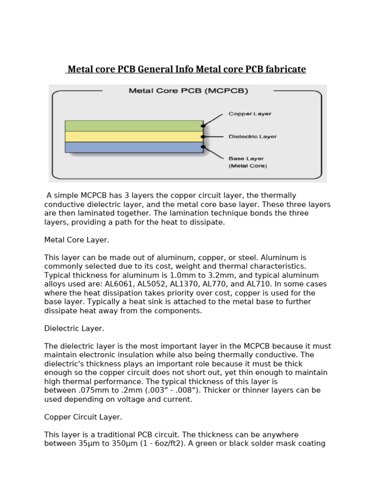 Metal core PCB fabricate | PDF | Printed Circuit Board | Light Emitting ...
