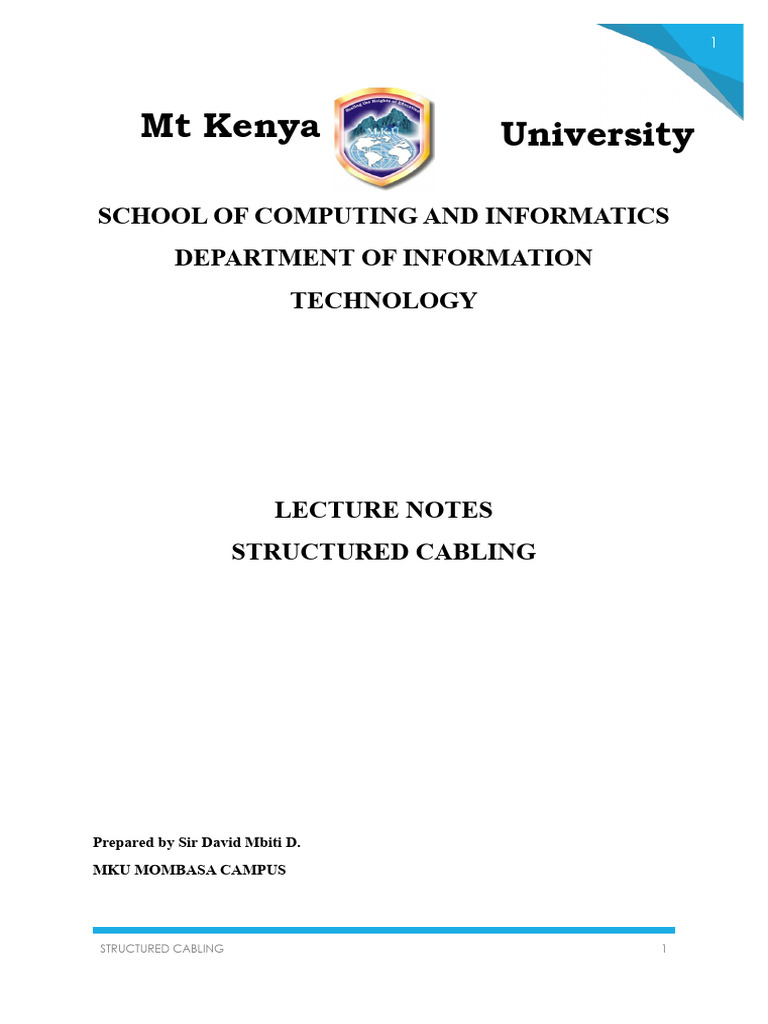 Structured Cabling Complete Notes | PDF | Computer Network | Network ...