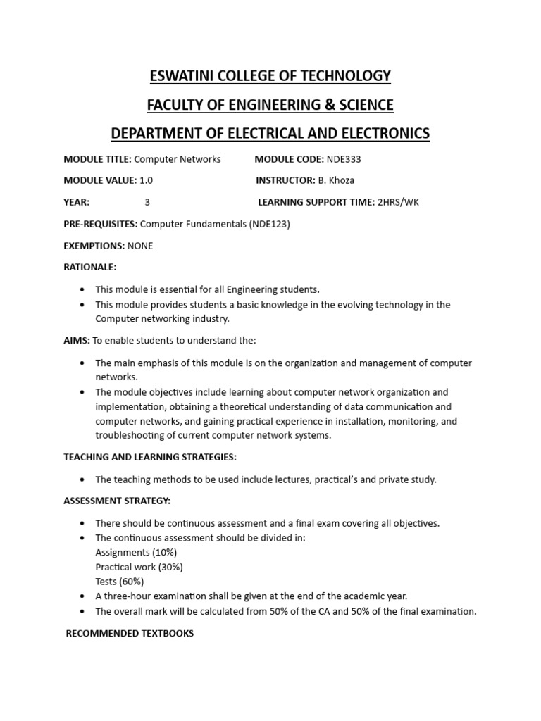 Computer Networks Syllabus NDE333 | PDF | Internet Protocol Suite ...