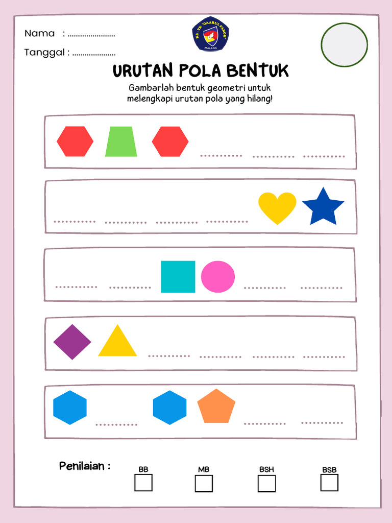 Pola Bentuk Geometri untuk Anak TK | PDF