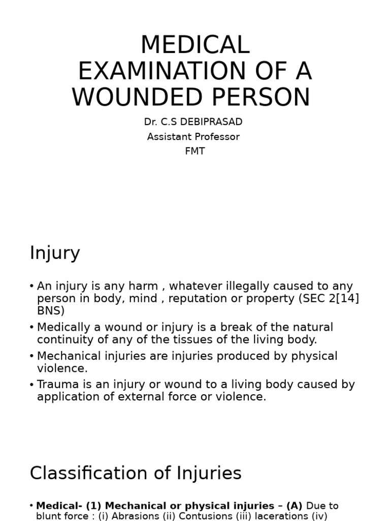 FMT Injury Report Preparation | PDF | Wound | Pain