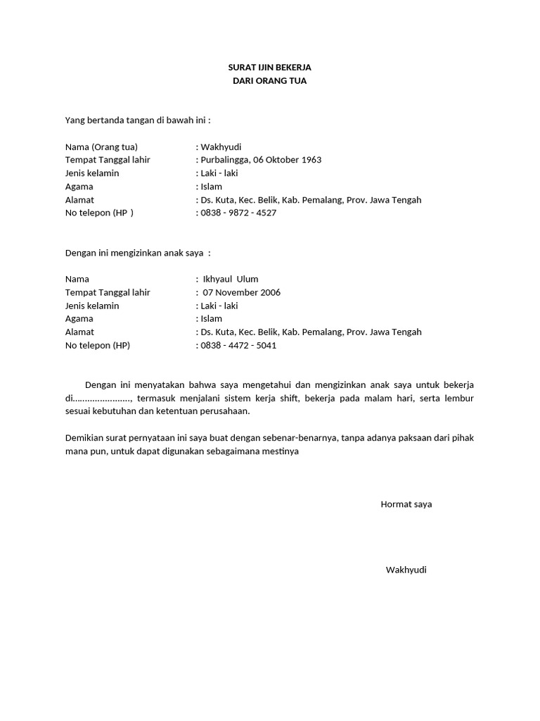 Surat Ijin Kerja 3 | PDF