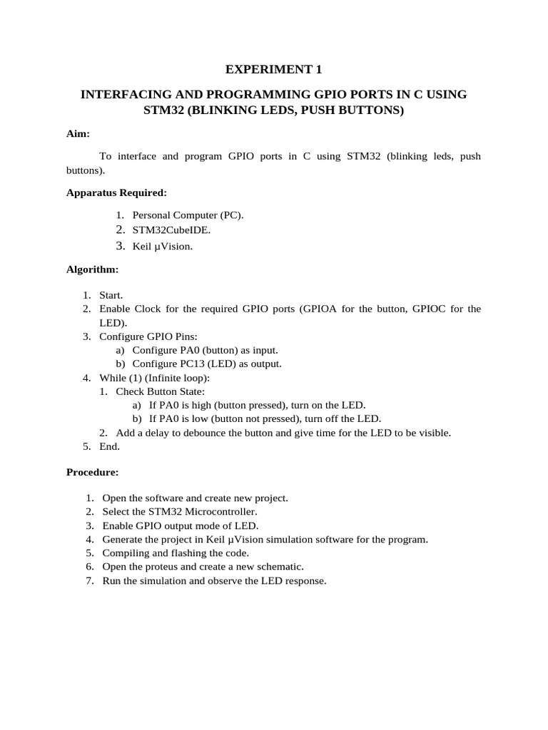 Experiment 1 - Embedded System | PDF | Computer Engineering | Electronics