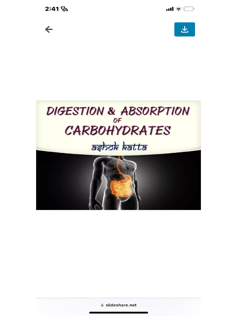 Digestion and Absorption of Carbohydrates | PDF