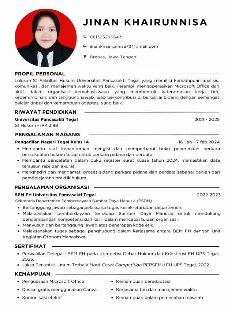 CV - Jinan Khairunnisa, S.H. | PDF