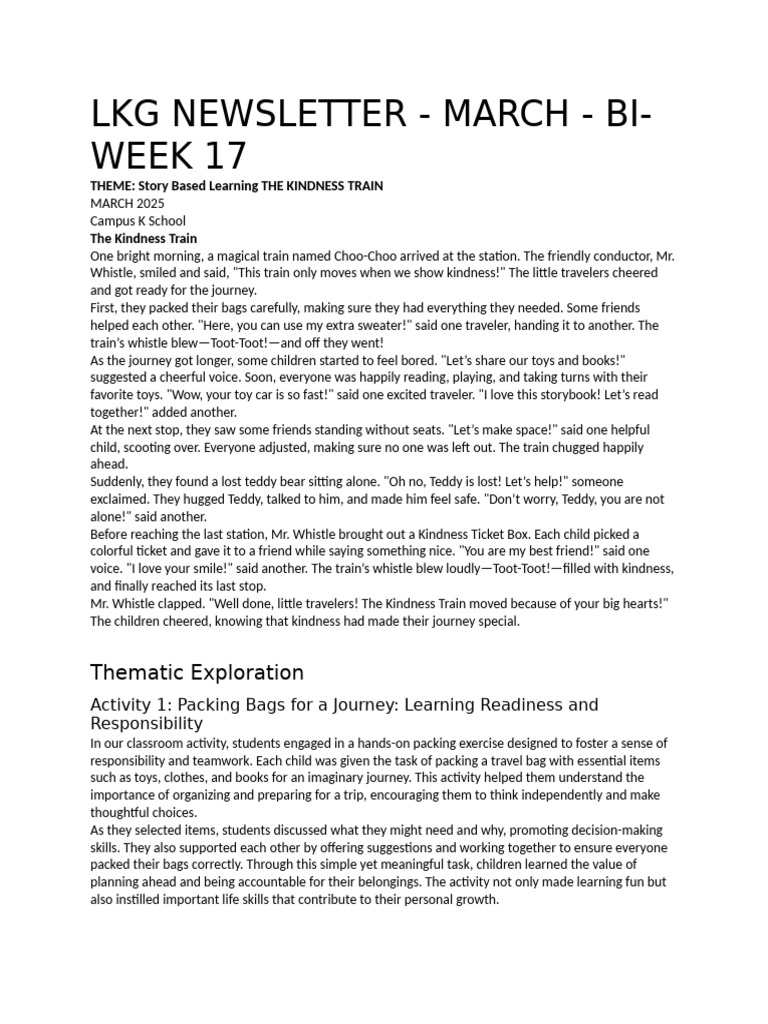 LKG Newsletter - March - Bi-Week 17 | PDF | Learning | Empathy
