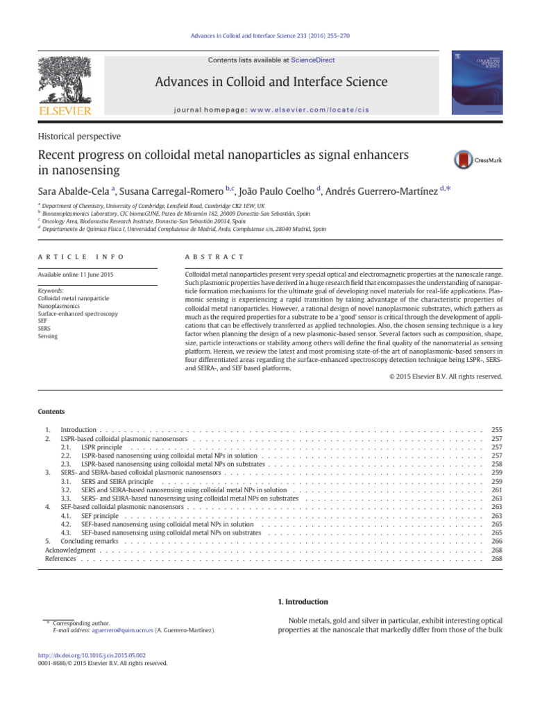 Recent Progress On Colloidal Metal Nanoparticle - 2016 - Advances in ...