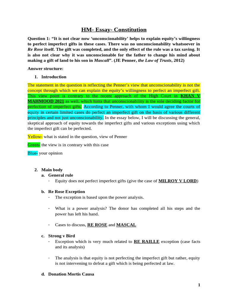 (Sir HM) - Essay - Constitution | PDF | Equity (Law) | Common Law