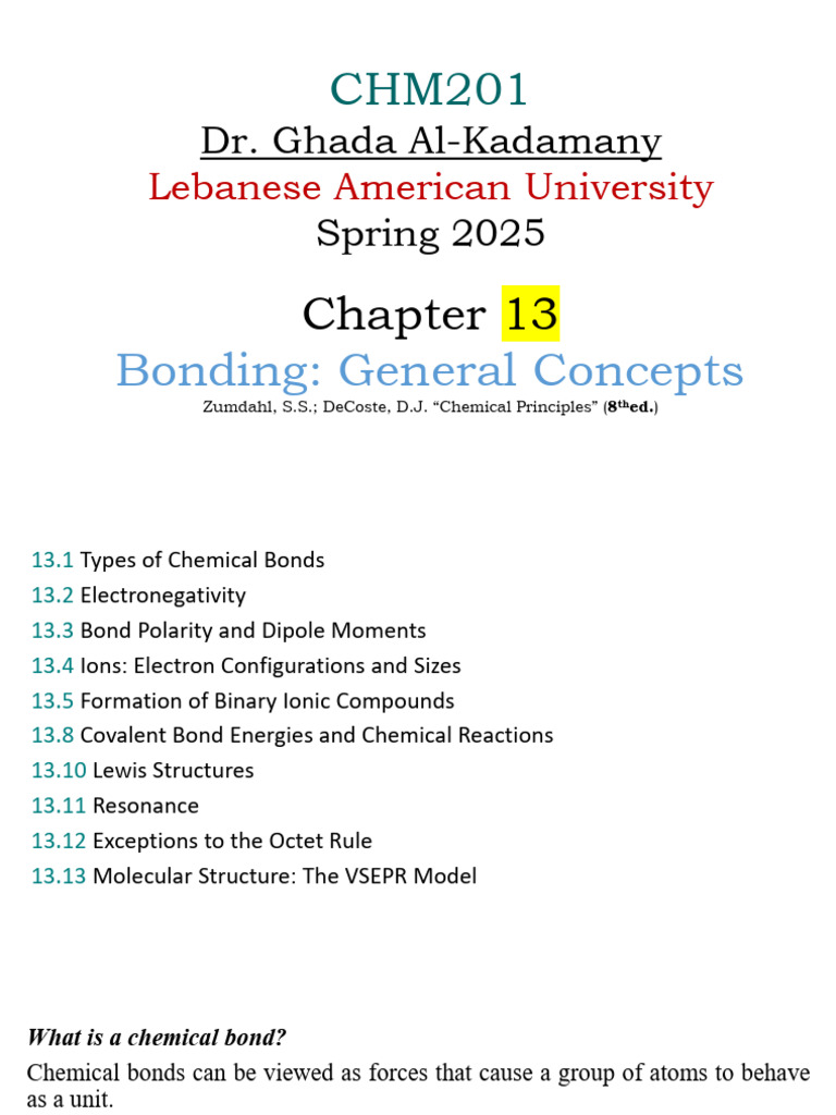CHM201 CH13 Spring 2025 | PDF | Chemical Polarity | Chemical Bond