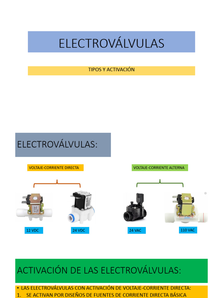 Tipos y Activación de Electroválvulas | PDF