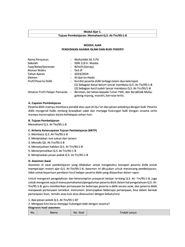 Modul Ajar Kls 4 Semester 2 2024a | PDF