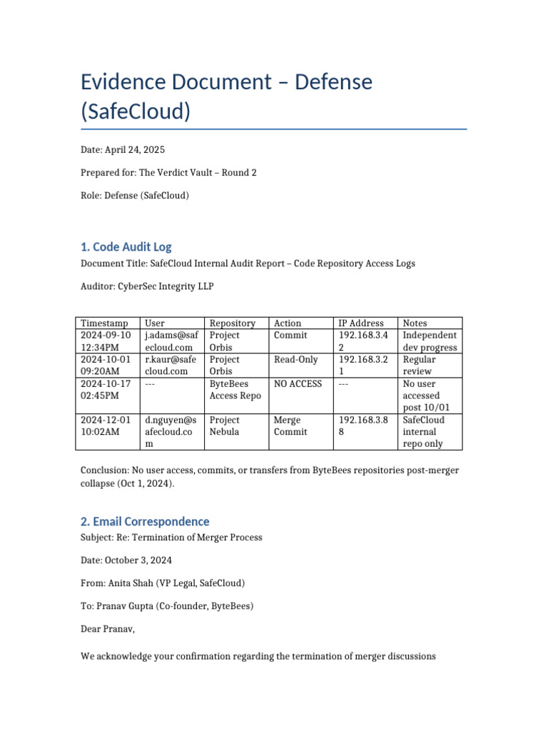 SafeCloud Defense Evidence | PDF | Non Disclosure Agreement | Computer ...
