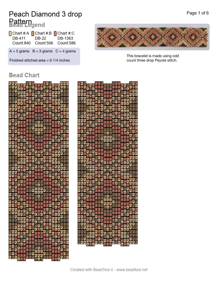 Beadtool 4 - Peach Diamond 3 Drop Full Pattern 250110 210359 | PDF
