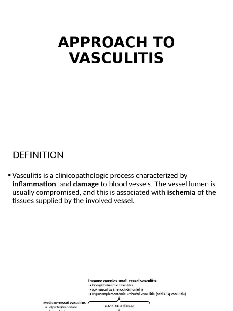 Approach To Vasculitis | PDF | Diseases And Disorders | Medical Specialties