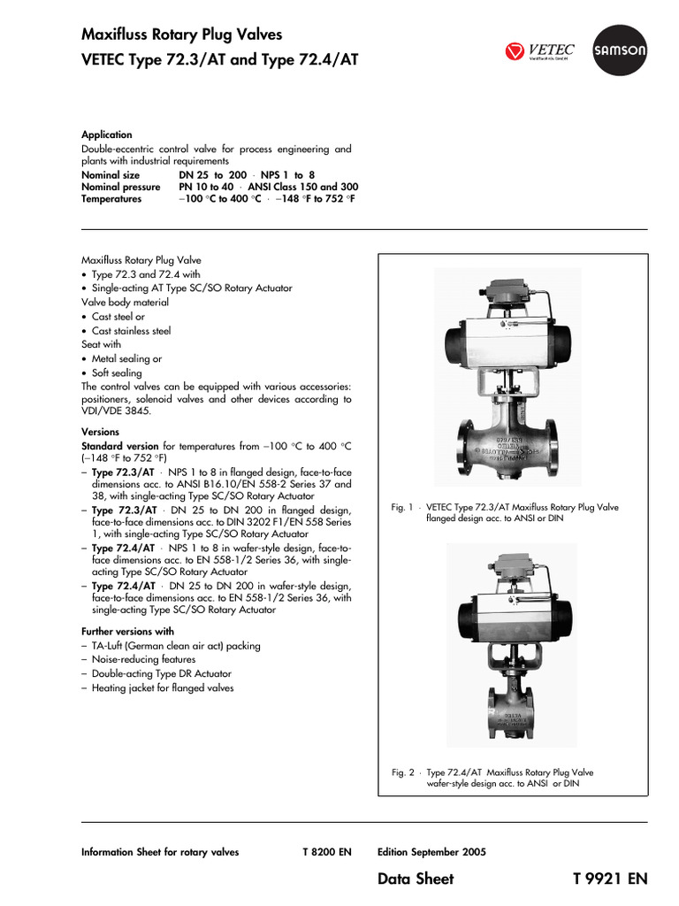 VETEC Rotary Plug Valves | PDF | Valve | Actuator