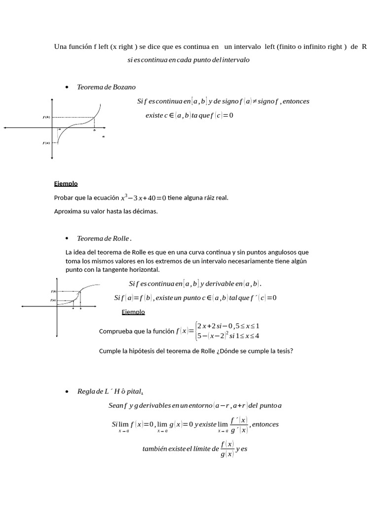 TEOREMAS CONTINUIDAD DERIVABILIDAD | PDF