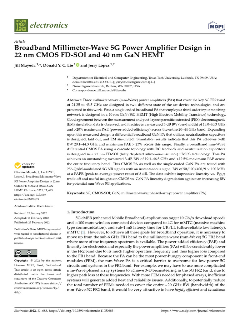 Broadband Millimeter-Wave 5G Power Amplifier Desig | PDF | Electrical Components | Electrical ...