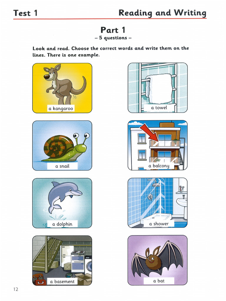 Movers 4 - Test 1. Reading | PDF